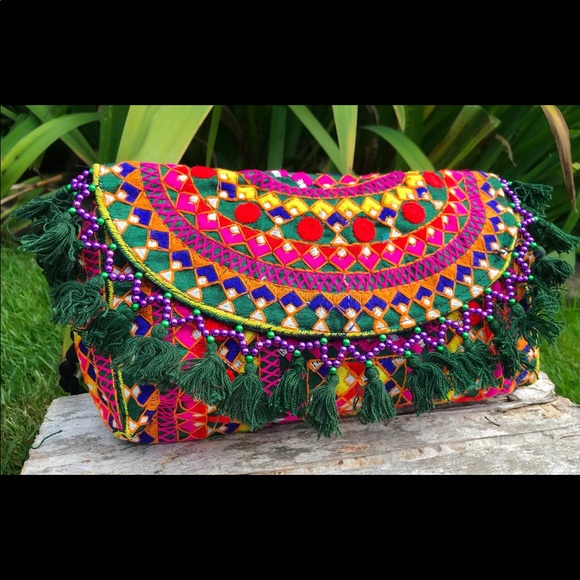 Bags | Bohemian Colorful Hand Embroidered Gujarati Bag | Poshmark